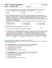 Quiz Sol CS Computer Organization Quiz Thursday Fall Solution What Is