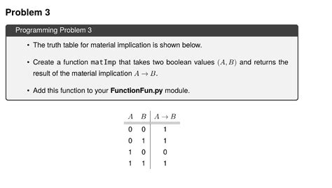 solved the truth table for material implication is shown