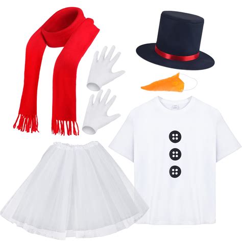 Eurzom 6 Pcs Christmas Adult Snowman Costume Kit Tutu Skirt Fake Carrot