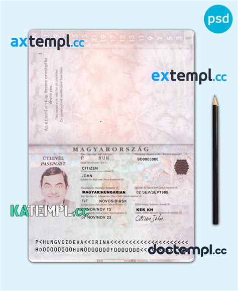 Sample Hungary Passport Template In Psd Format Version 2 Download