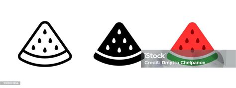 수박 슬라이스 아이콘입니다 삼각형의 수박 조각 와 씨앗 벡터 Illustration 수박 간단하고 귀여운 만화 기호 빨간 잘 익은 수박 과일 기호입니다 달콤하고 맛있는 여름