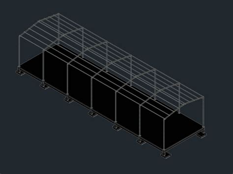 Estructura De Galpón En 3d En Autocad Cad 48162 Kb Bibliocad