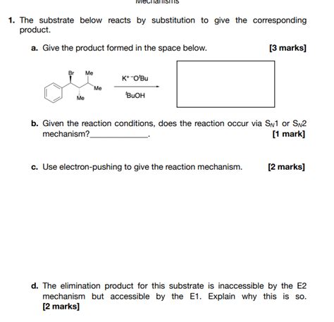 Solved The Substrate Below Reacts By Substitution To Give Chegg