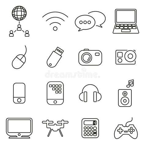 it or modern technology icons thin line vector illustration set stock