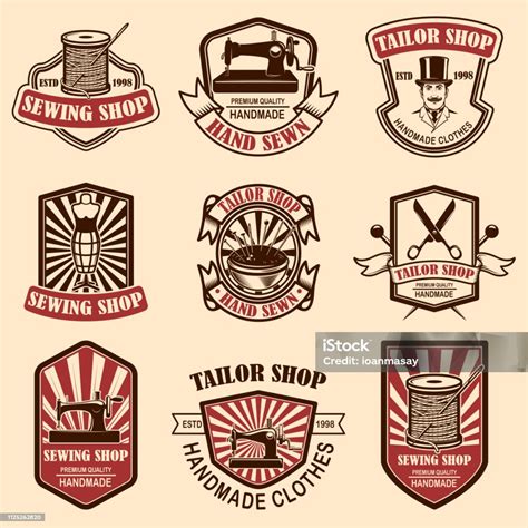 빈티지 재단사가 게 엠 블 럼의 집합입니다 레이블 표시 배지 디자인 요소입니다 가위에 대한 스톡 벡터 아트 및 기타 이미지 가위 고무도장 고풍스런 Istock