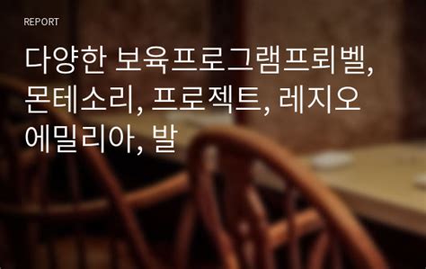 다양한 보육프로그램프뢰벨 몬테소리 프로젝트 레지오에밀리아 발 레포트