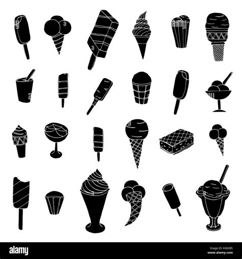 Collection Of Cute Vector Ice Cream Cones And Ice Creams With