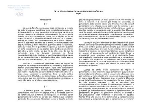 De La Enciclopedia De Las Ciencias FilosÓficas Hegel