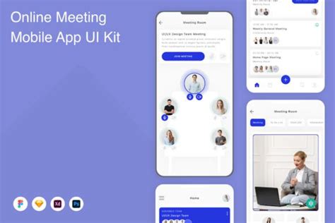 Online Meeting Mobile App UI Kit Graphic By Betush Creative Fabrica