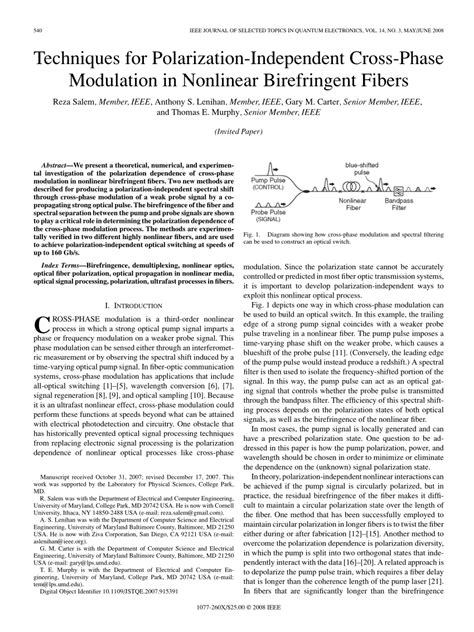 Pdf Polarization Independent Cross Phase Modulation Using Nonlinear