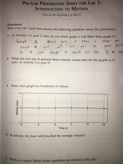 Pre Lab Preparation Sheet For Lab 1 Introduction To