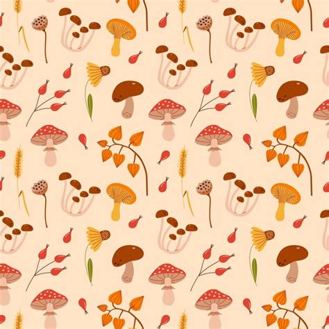 Premium Vector Seamless Pattern Of Autumn Plant Elements Vector