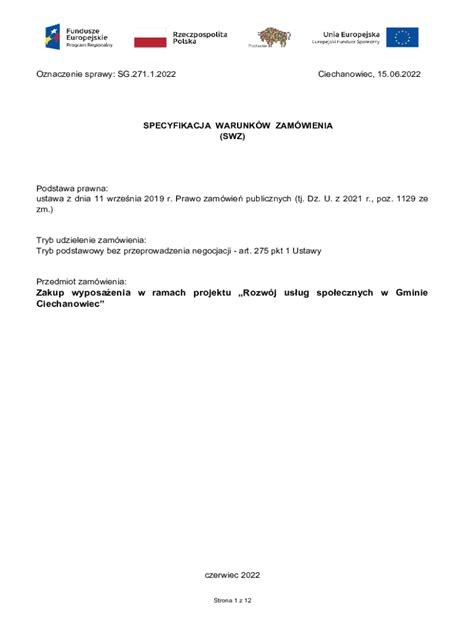 Fillable Online Tryb Podstawowy Bez Przeprowadzenia Negocjacji Art