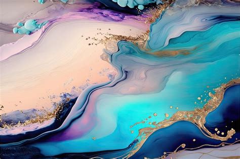 스킨 타일 벽지를 위한 천연 네온 블루 및 골드 대리석 질감 고급스러운 배경 Creative Stone 세라믹 아트 벽 인테리어 디자인 Generative Ai 프리미엄 사진