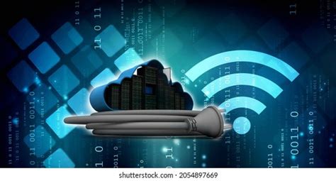 3d Illustration Data Center Server Connected Stock Illustration