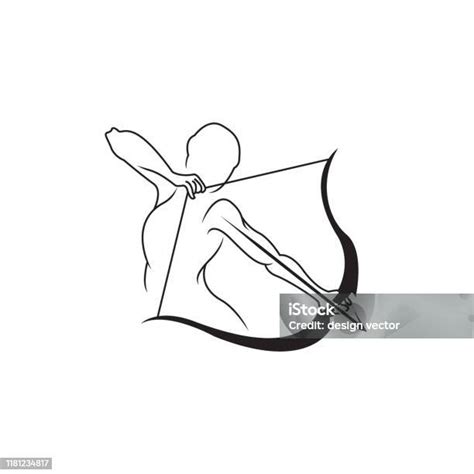 추상 양궁 로고입니다 벡터 배지 개념입니다 스포츠 활과 화살로 대상 아처 양궁 대회 겨냥에 대한 스톡 벡터 아트 및 기타 이미지