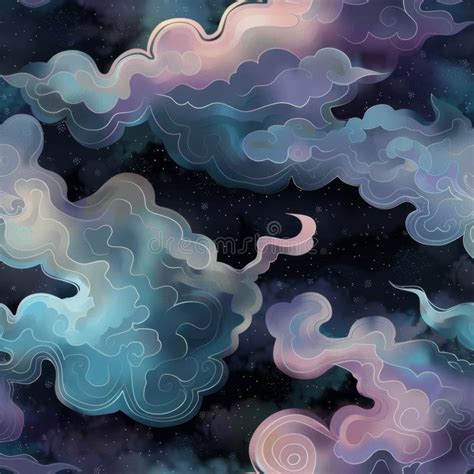 Ethereal Cosmic Clouds In Surreal Space Illustration Stock Image