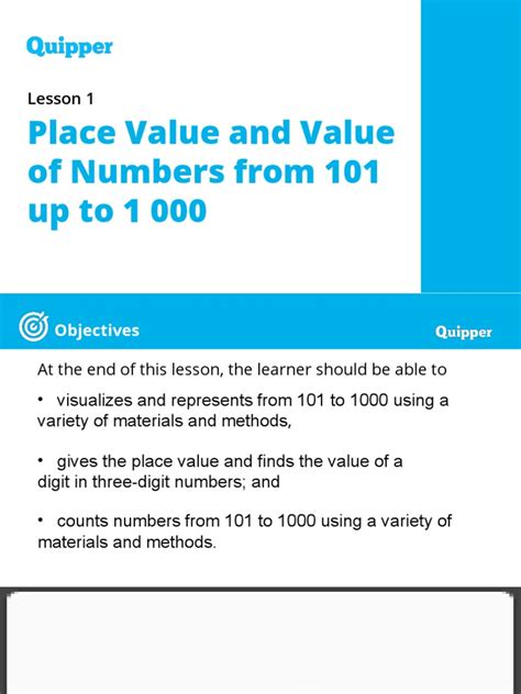 L1 Place Value And Value Of Numbers From 101 Up To 1 000 Download