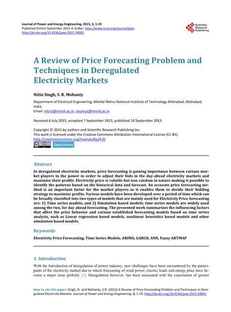 Pdf A Review Of Price Forecasting Problem And Techniques In Deregulated Electricity Markets