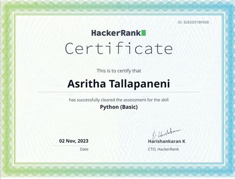 Secured Hackerrank Python Certificate Asritha Tallapaneni Posted On