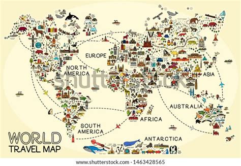 World Travel Line Icons Map Travel Stock Vector Royalty Free