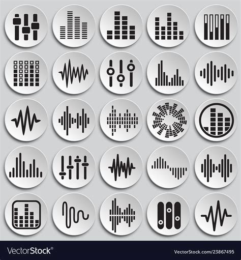 Equalizer Icons Set On Plates Background Vector Image