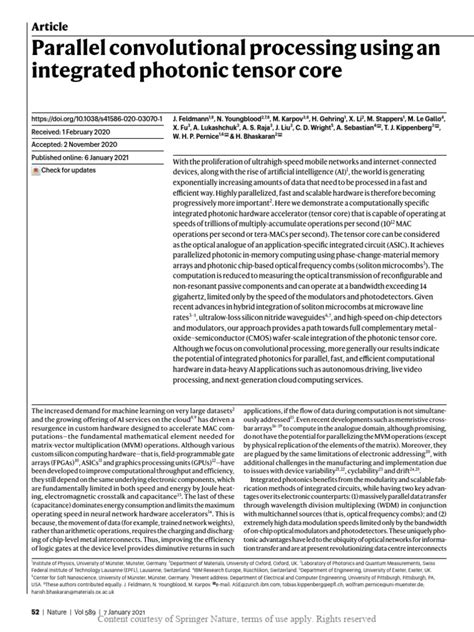 Parallel Convolutional Processing Using An Integra Pdf