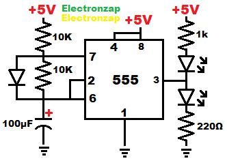 Astable Mode Or Multivibrator Timer Alternating Flashing LEDs Electronzap