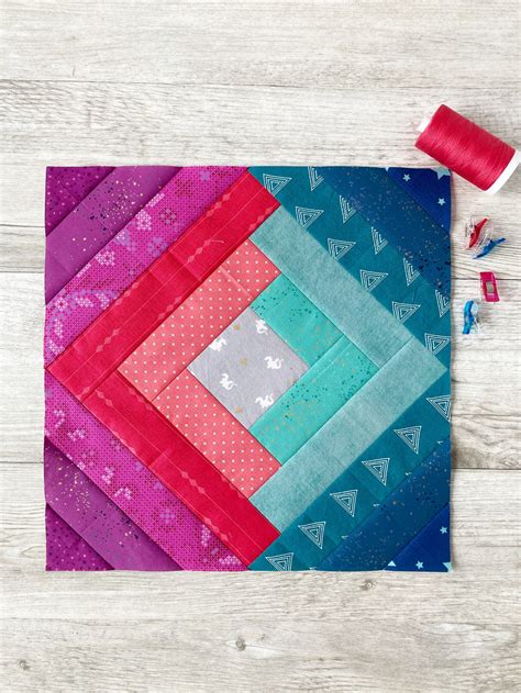 Twisted Log Cabin Quilt Block Traditional Pdf Instant Download