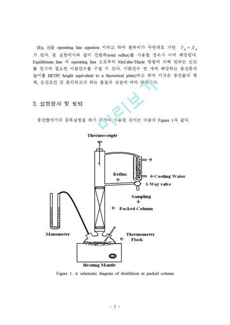 실험 충전탑에서의 증류실험 회분식 증류장치를 이용한 물과 에탄올 분리 실험공학기술레포트