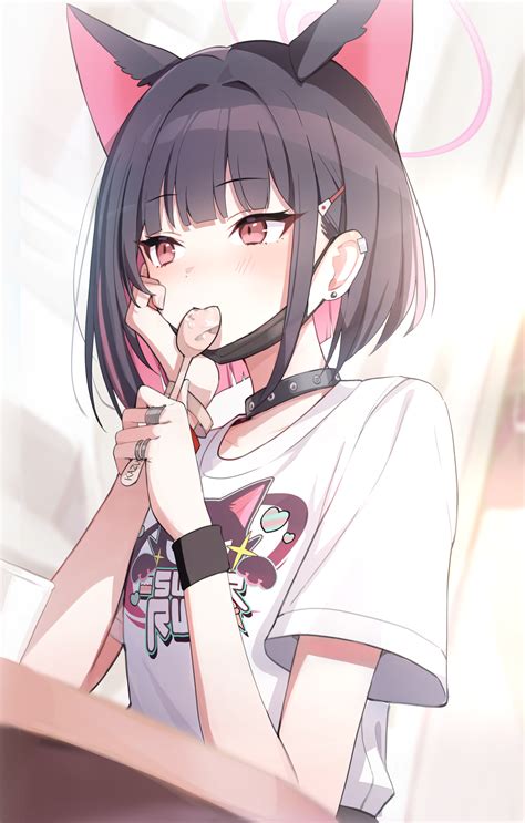 Misyune Blue Archive Kyouyama Kazusa Animal Ears Halo Nekomimi Uniform