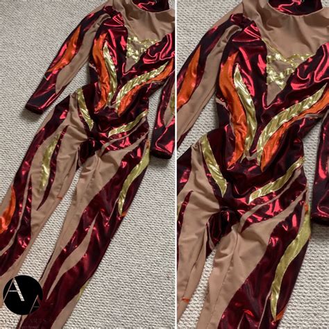Customisable Dance Acro Aerial Catsuit Jumpsuit Fireball Metallic Etsy