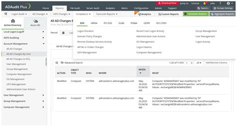Audit Et Création De Rapports Des Modifications Dactive Directory Manageengine Adaudit Plus
