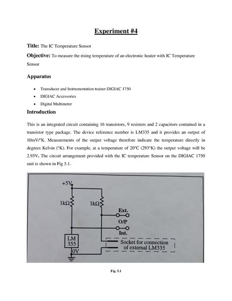 Temperature Measurement Of Ic Experiment Title The Ic Temperature
