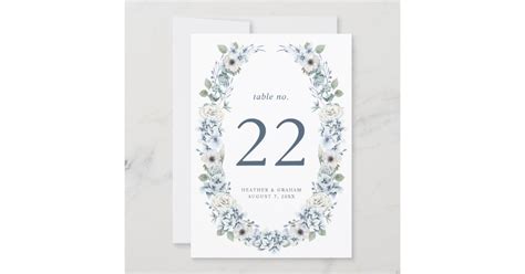 Blue Floral Wedding Table Number Zazzle