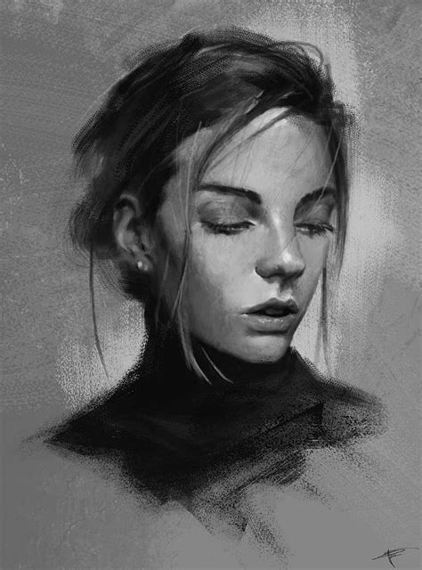 Artstation Portrait Open Mouth Women Monochrome Digital Art