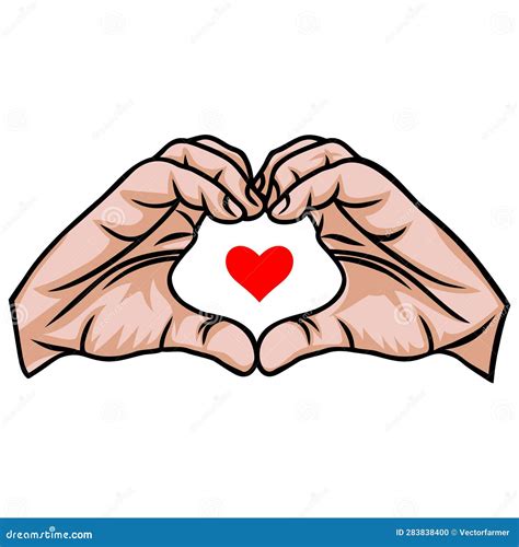 Two Hands Making Heart Love Sign Symbol Vector Drawing Illustration