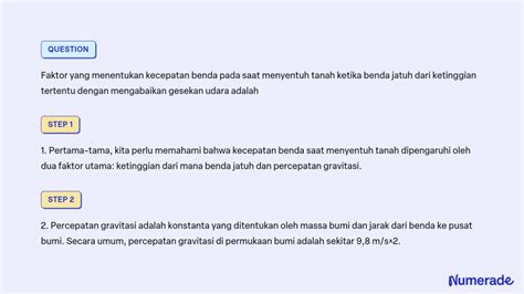 Solved Faktor Yang Menentukan Kecepatan Benda Pada Saat Menyentuh