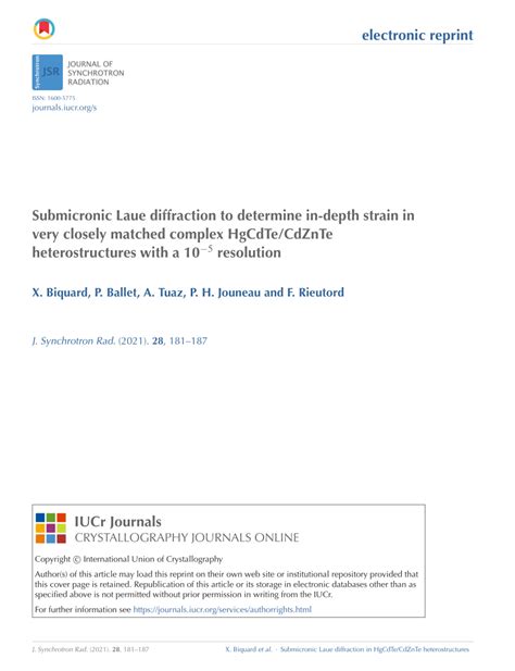 Pdf Submicronic Laue Diffraction To Determine In Depth Strain In Very Closely Matched Complex