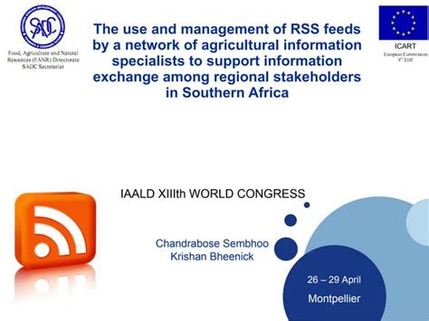 The Use And Management Of Rss Feeds By A Network Of Agricultural