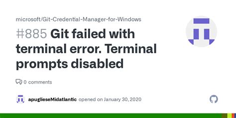 Git Failed With Terminal Error Terminal Prompts Disabled Issue 885