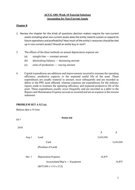 ACCG 1001 Week 10 Tutorial Solutions ACCG 1001 Week 10 Tutorial