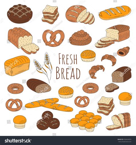 베이커리 빵 크루아상 프레첼 프랑스 바게트 스톡 벡터로열티 프리 550434970 Shutterstock
