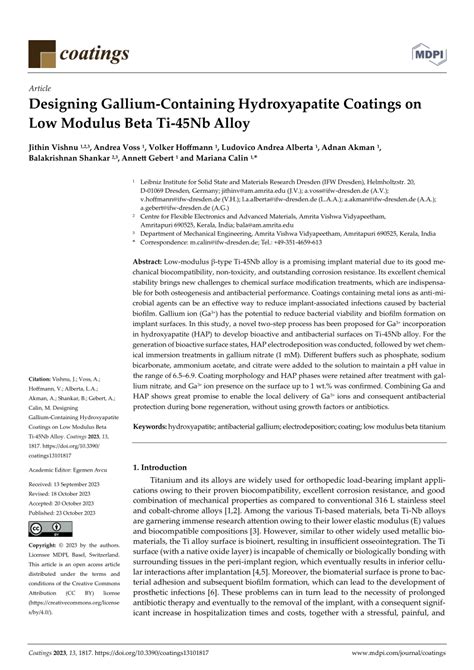 Pdf Designing Gallium Containing Hydroxyapatite Coatings On Low