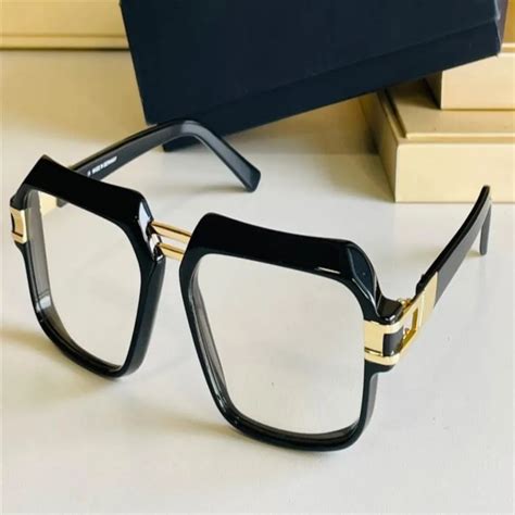 6004 Shiny Black Gold Square Eyeglasses Vintage Optical Glasses Frame