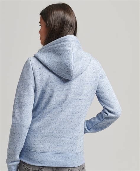 Womens Organic Cotton Essential Logo Zip Hoodie In La Blue Marl