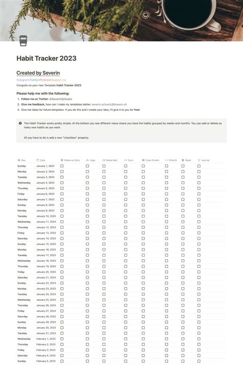 Notion Habit Tracker 2023 Notion Template Notion Pages Ideas