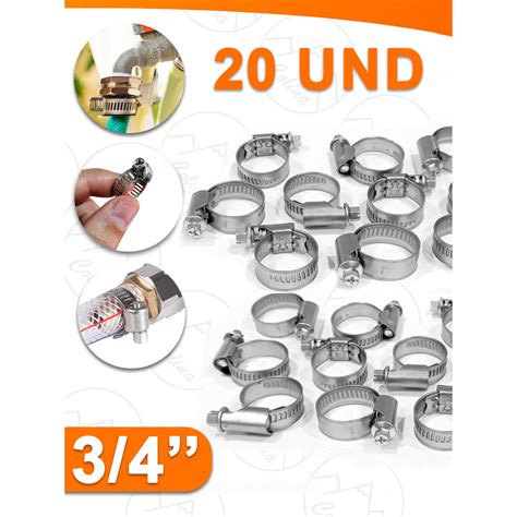 Kit 20 Abraçadeira Ferro E Aço Inox Vedação Para Mangueira 34 13 19mm