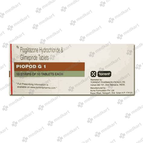 Piopod G 1mg Tablet 10s View Price Combination And Alternatives Medkart