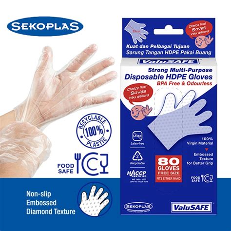 Bbd 80pcspack Sekoplas Disposable Plastic Hand Glove Free Size